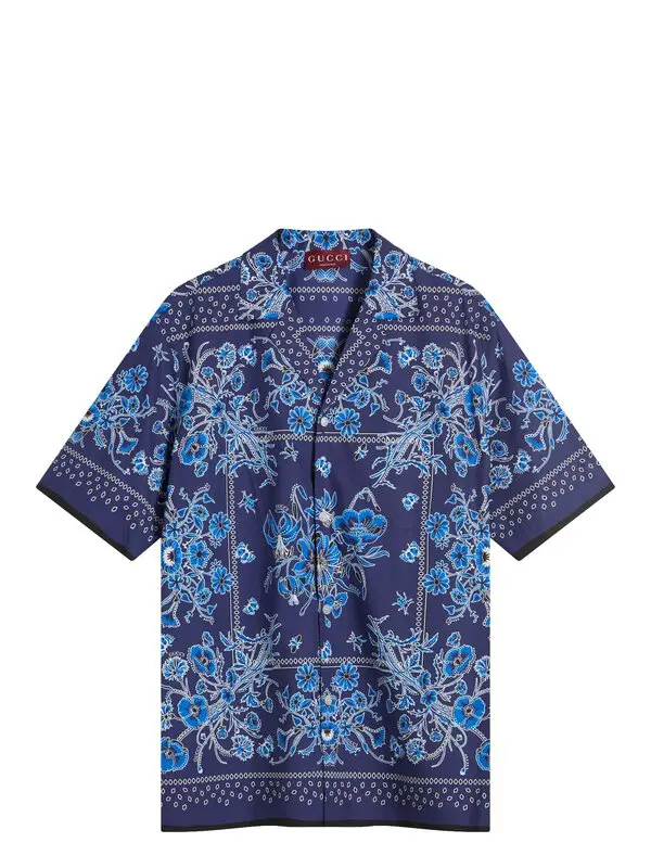 Gucci Flower Bandana Print Shirt - Blue