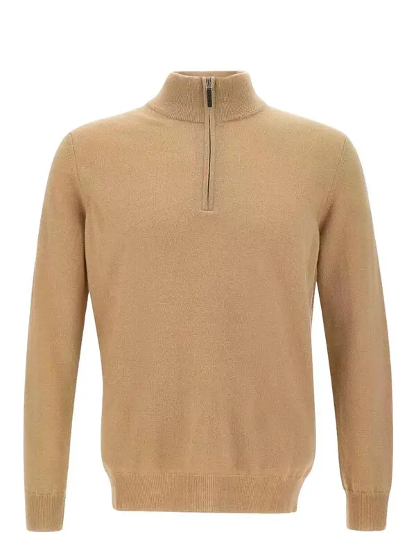 KANGRA Half-zip High-neck Wool Sweater - Neutrals