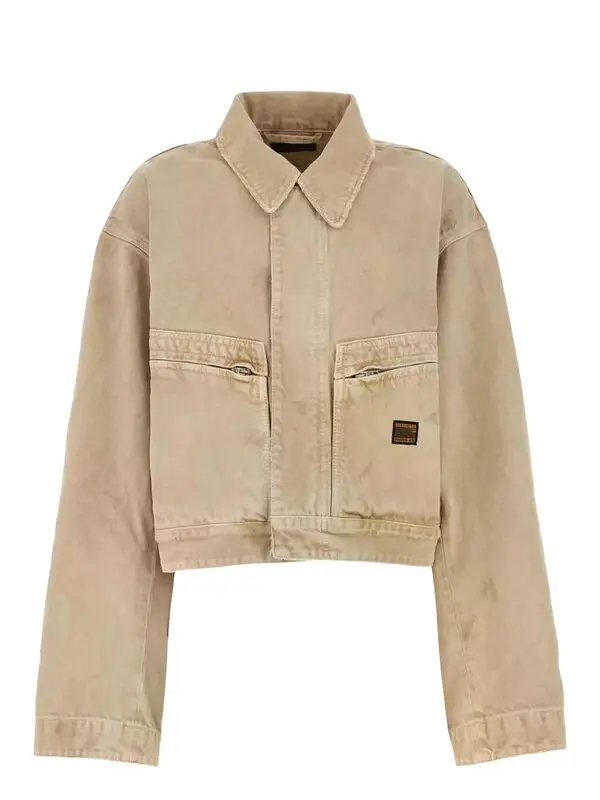 Balenciaga Zipped-pocket Long-sleeves Denim Jacket - Neutrals