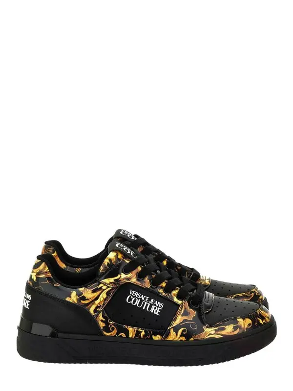 Versace Barocco-print Lace-up Sneakers - Black