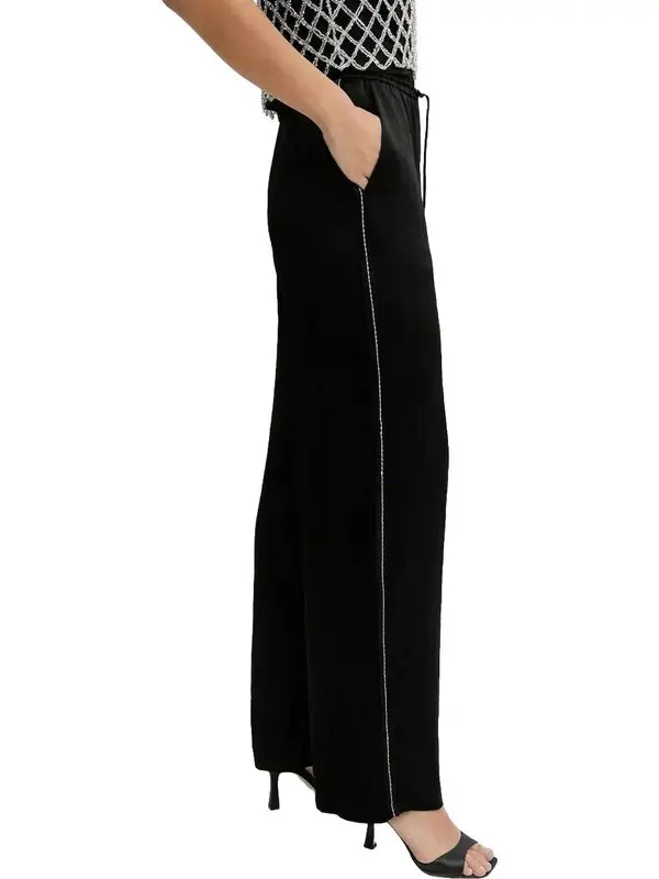 Pinko Side-stripe Satin Trousers - Black