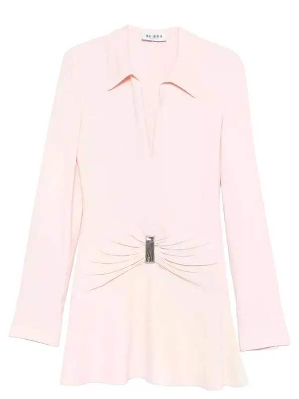 Attico Gathered-detail Collared Dress - Pink