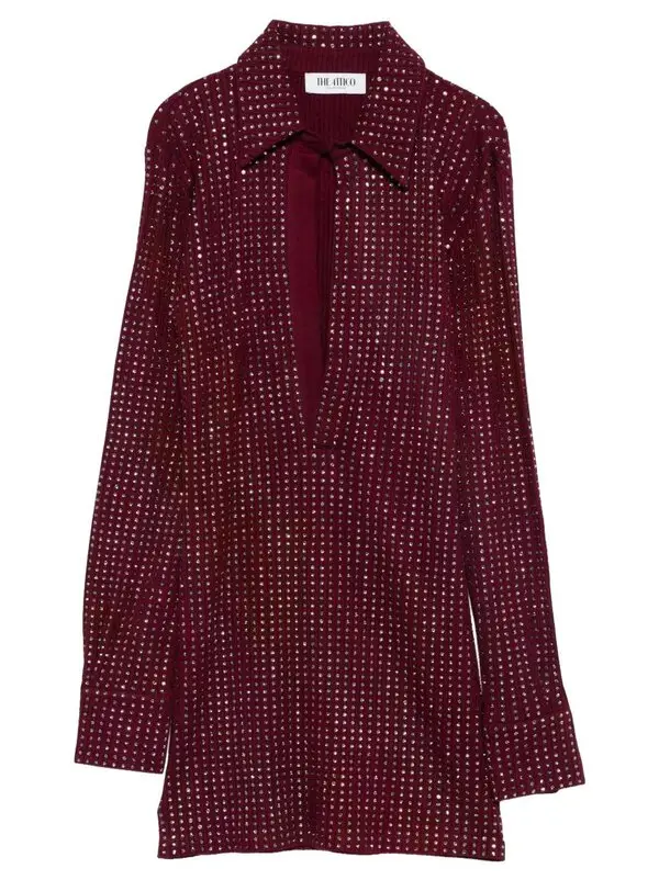 Attico Embellished Colla Dress - Red