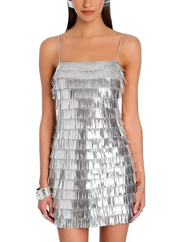 Retrofete Amalie Paillette Mini Dress - Silver Cloud