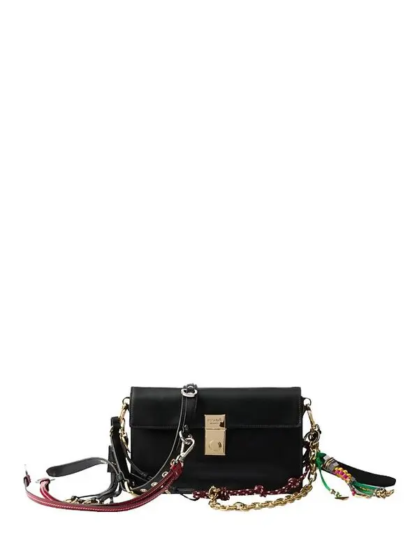 Prada Leather Shoulder Bag With Charms - Black