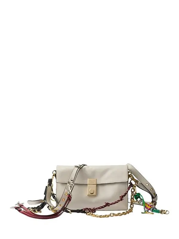 Prada Leather Shoulder Bag With Charms - White
