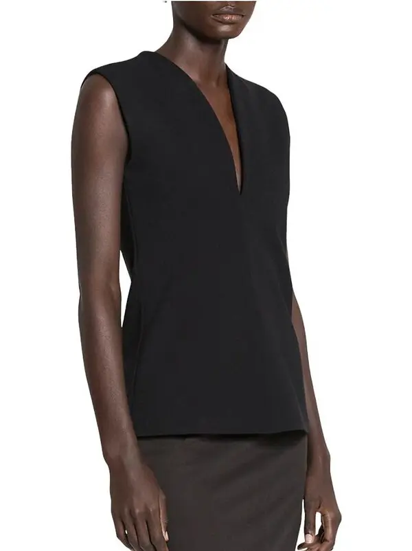 LANVIN Jersey Top With Plunging Neckline - Black