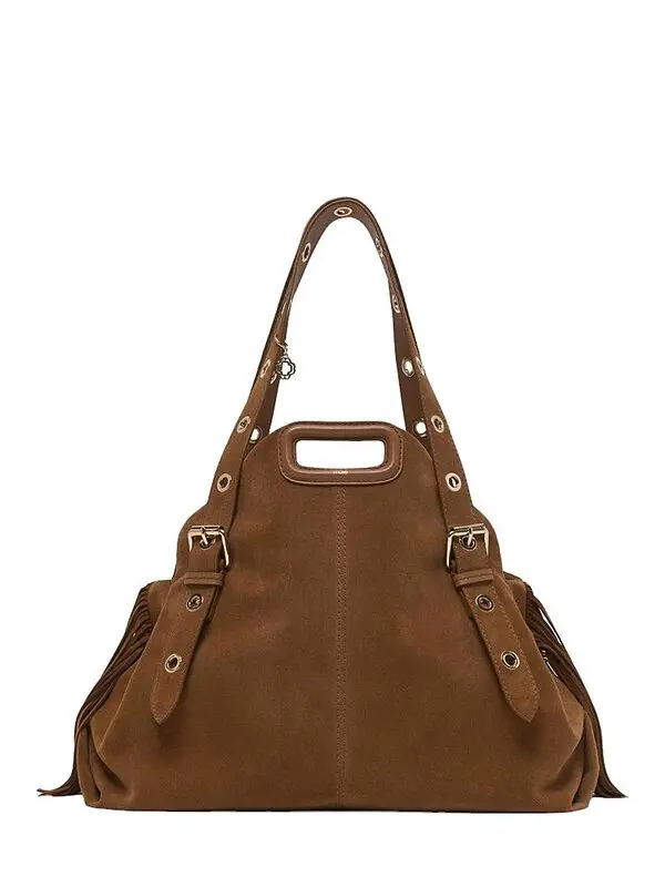 Maje Suede Miss M Xl Bag - Camel