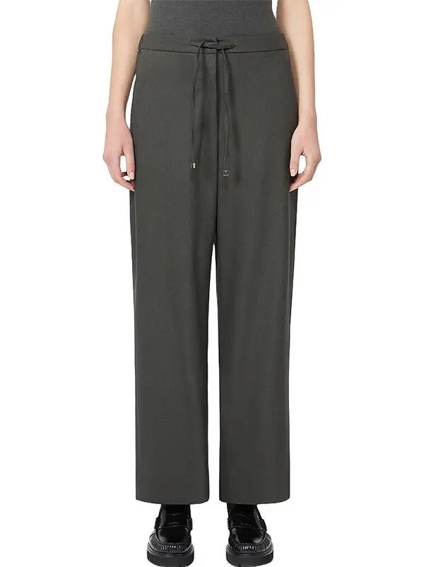 Max Mara Floria Wool Stretch Flannel Pants - Dark Green