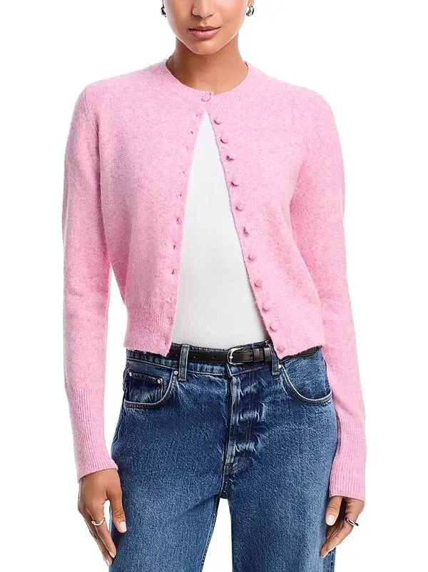 Aqua Crewneck Cardigan - Pink Melange
