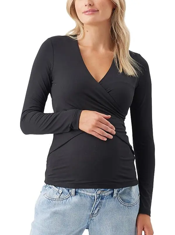 RIPE MATERNITY Luxe Knit Embrace Nursing Top - Black