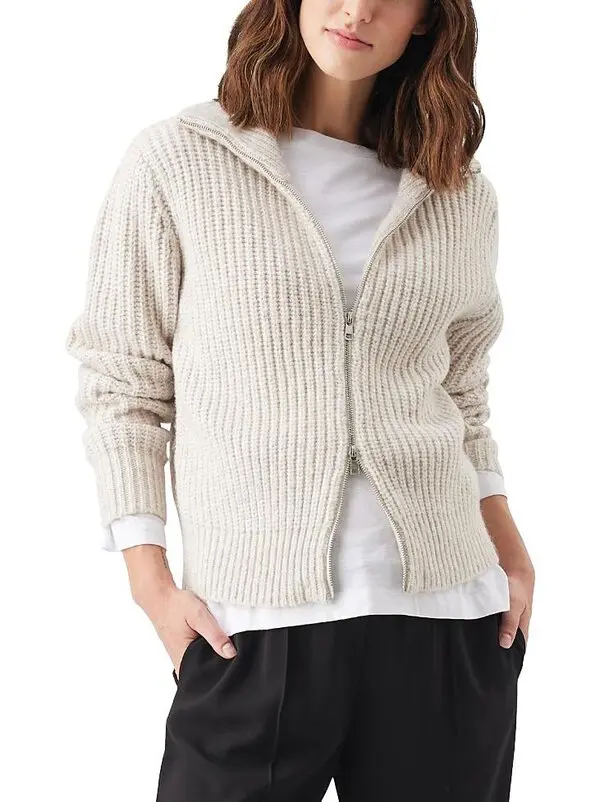 RIPE MATERNITY Layla Zip Through Knit Sweater - Oat Marle