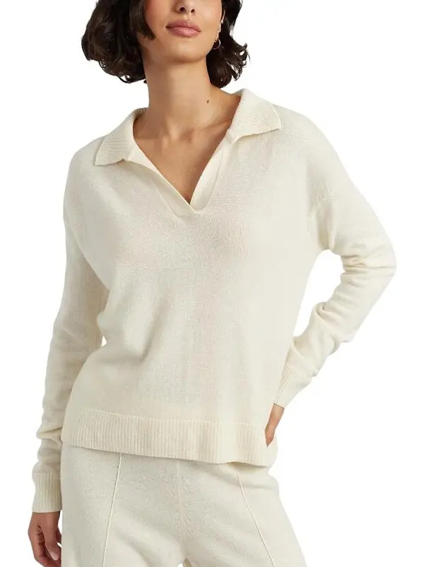 Chinti & Parker Wool Cashmere Collared Sweater - Cream