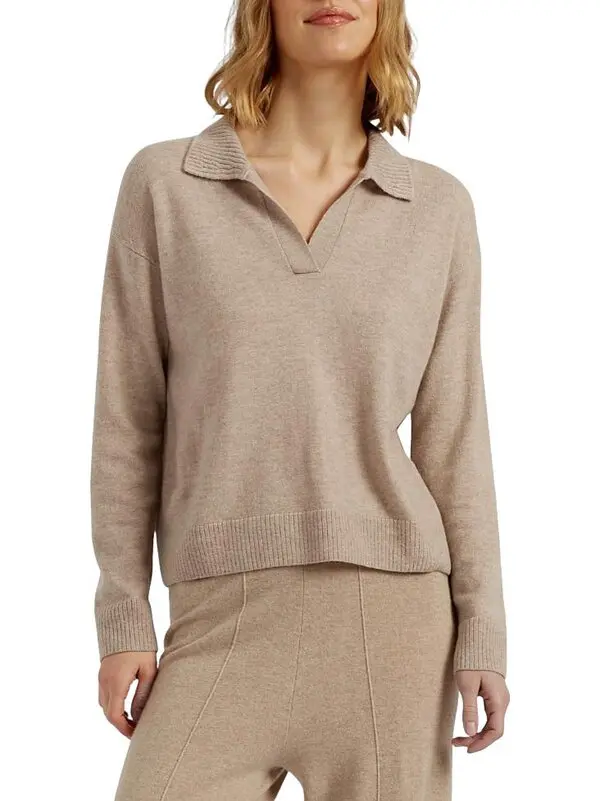 Chinti & Parker Wool Cashmere Collared Sweater - Soft Oatmeal