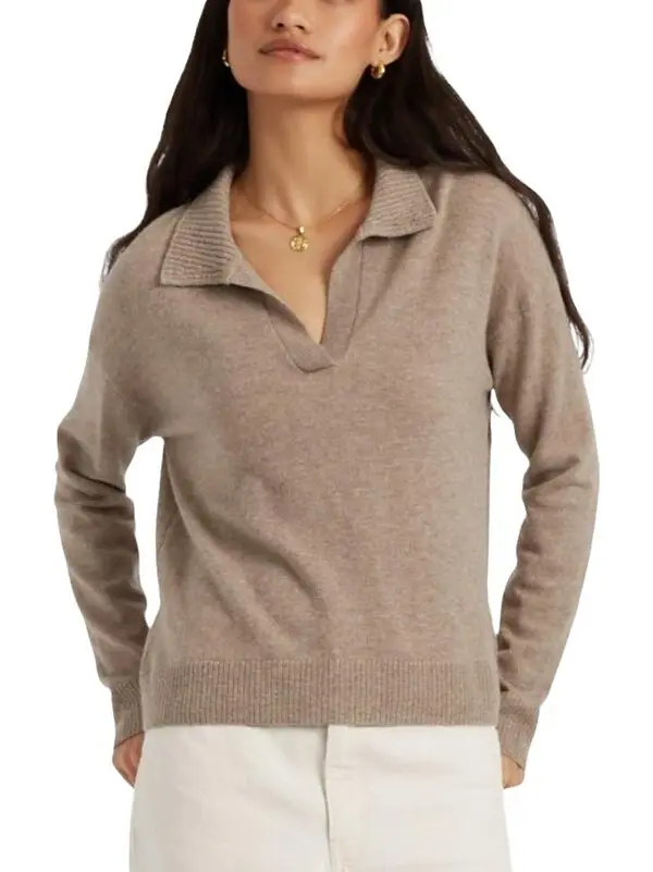 Chinti & Parker Wool Cashmere Collared Sweater - Warm Oatmeal