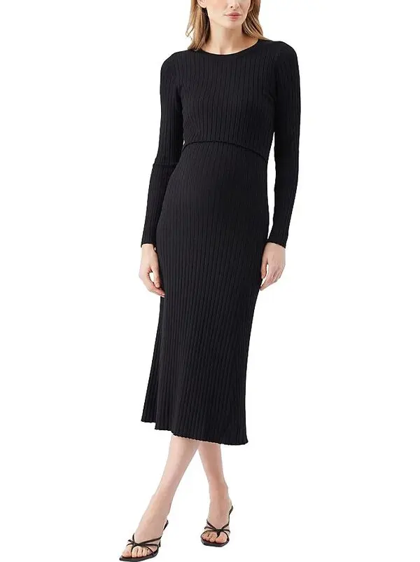 RIPE MATERNITY Eden Knit Nursing Midi Dress - Black