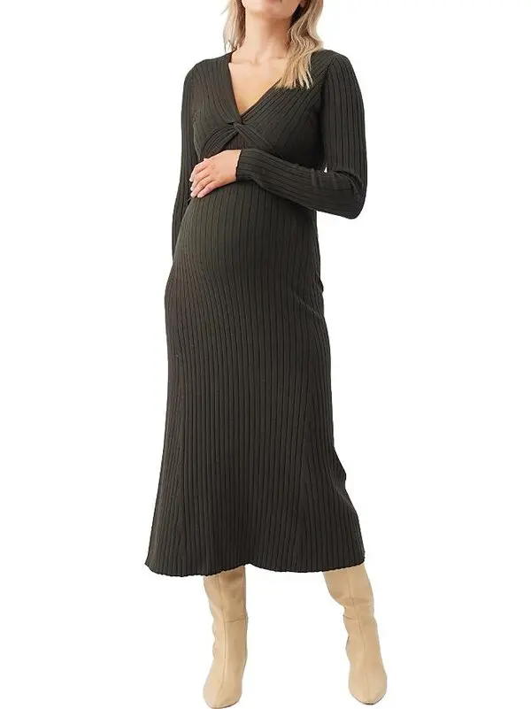 RIPE MATERNITY Remi Knit Nursing Midi Dress - Ivy