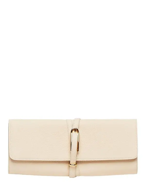 LIFFNER Belted Leather Clutch - Cream