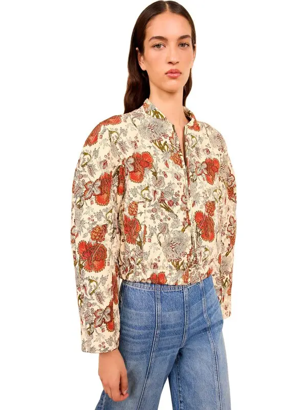 Ulla Johnson Lavinia Silk Quilted Bomber Jacket - Wintergarden