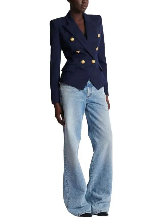 Balmain Fitted Wool 6-button Jacket - Navy