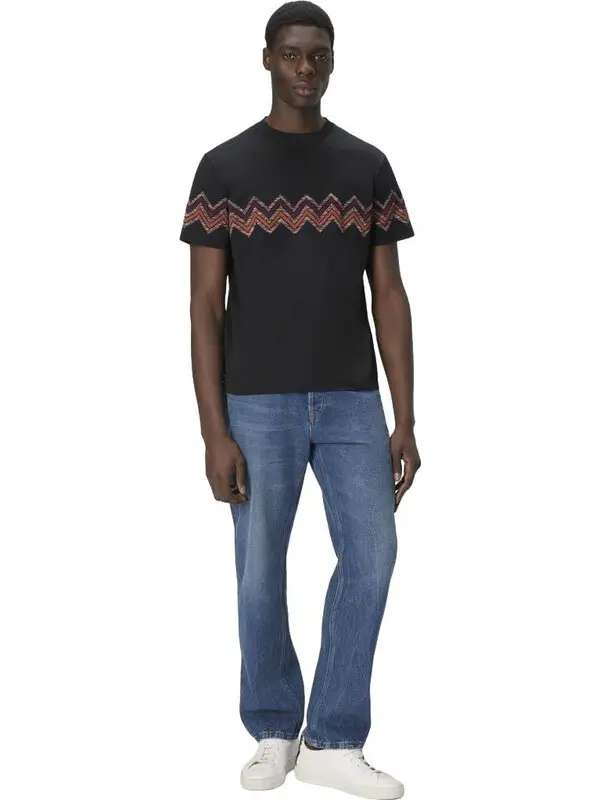 Missoni T-shirt With Chevron Insert - Beige & Grey