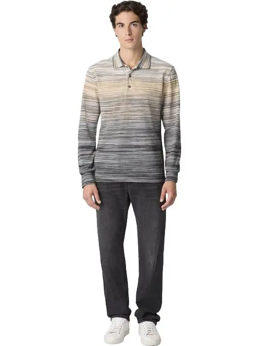 Missoni Long Sleeve Flame Knit Polo - Grey