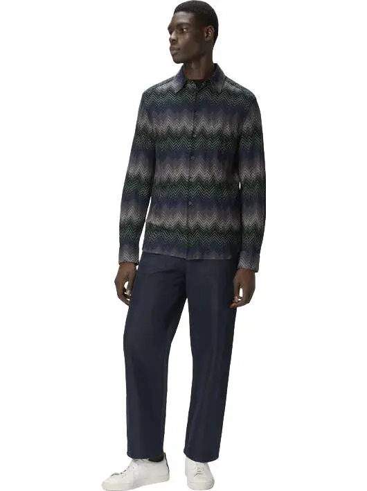 Missoni Long Sleeve Shirt With Irregular Zigzag Pattern - Blue & Green