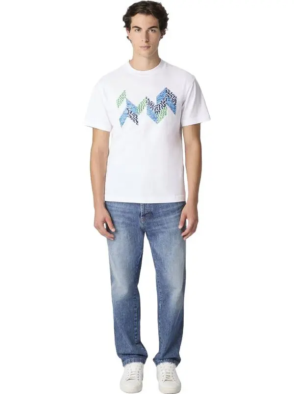 Missoni Short Sleeve T-shirt With Flame Zigzag Insert And Logo - White