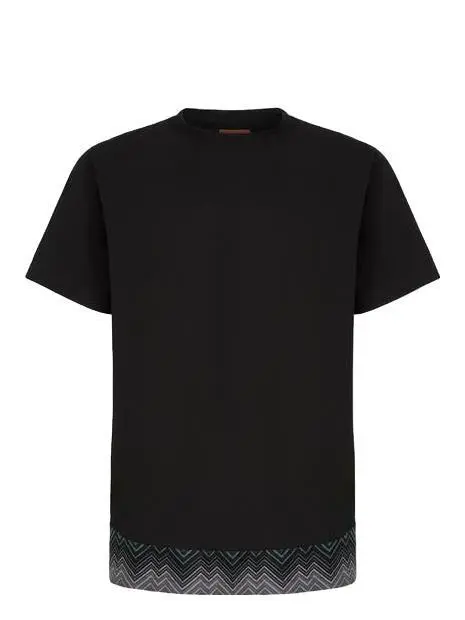 Missoni Short Sleeve T-shirt With Zigzag Insert - Black