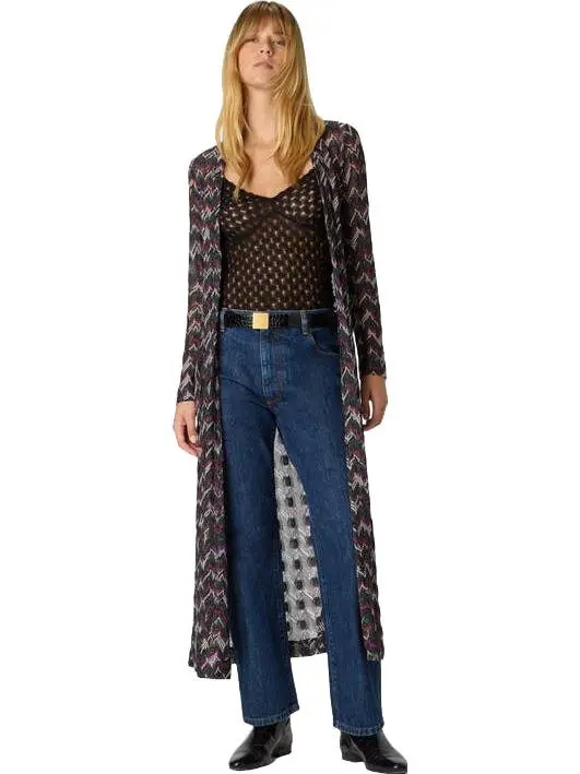 Missoni Long Cardigan In Embroidered Lace - Black & Purple
