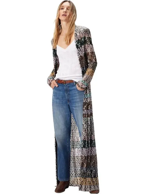 Missoni Long Cardigan With Lace Straps - Multicoloured