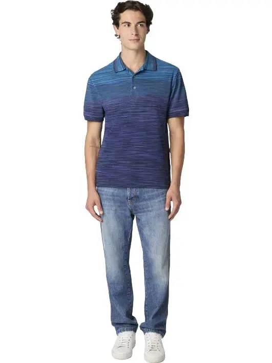 Missoni Short Sleeve Polo With Flame Knit - Blue