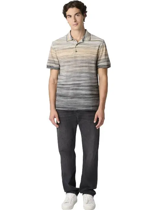 Missoni Short Sleeve Polo With Flame Knit - Grey