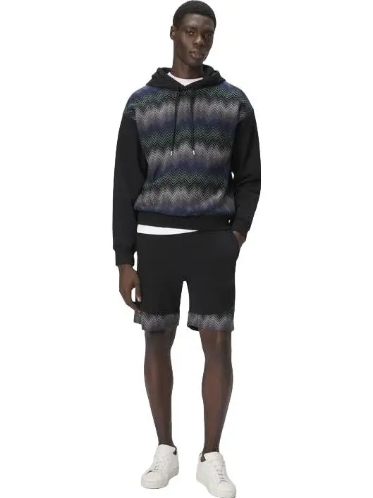 Missoni Fleece Shorts With Zigzag Insert - Black