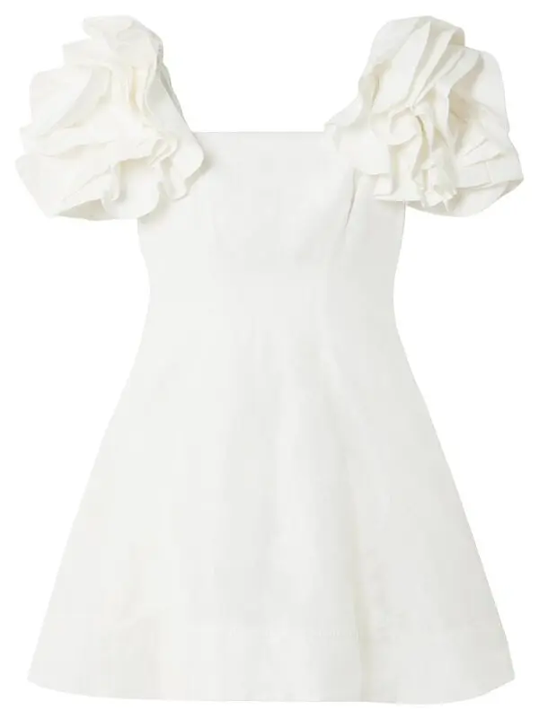 Aje Twyla Ruffled Poplin Mini Dress - Neutrals