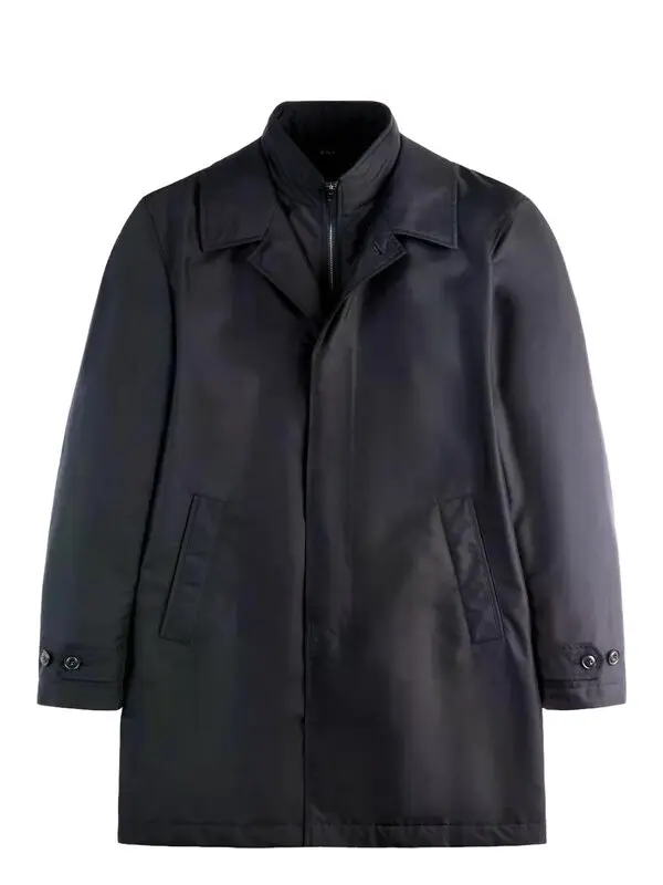 FAY Collared Zip-up Coat - Black