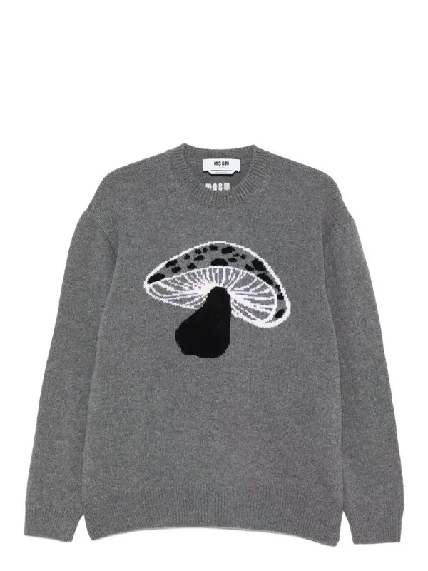 MSGM Mushroom-intarsia Wool-blend Sweater - Grey