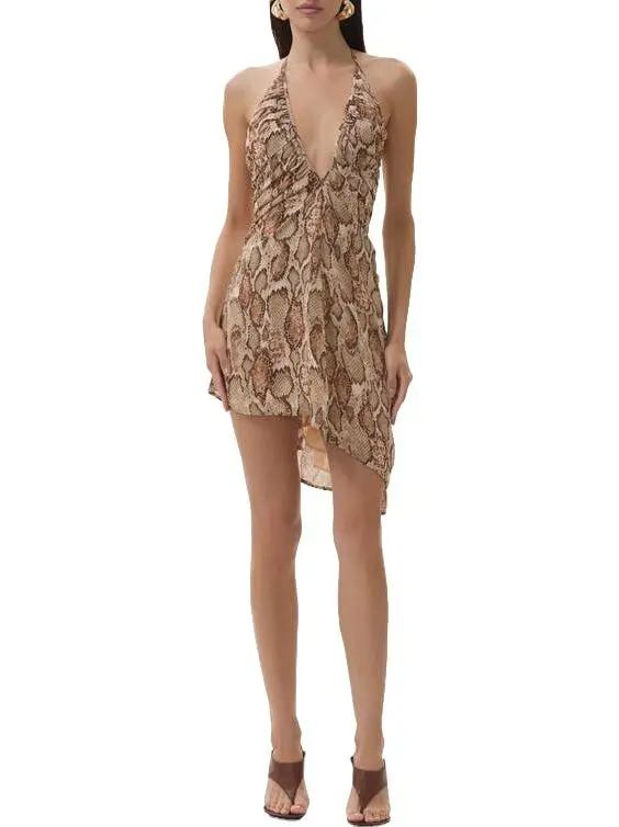 AFRM Sabrina Asymmetric Halter Dress - Sand Snake