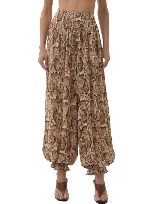 AFRM Vesper Snakeskin Print Pants - Sand Snake