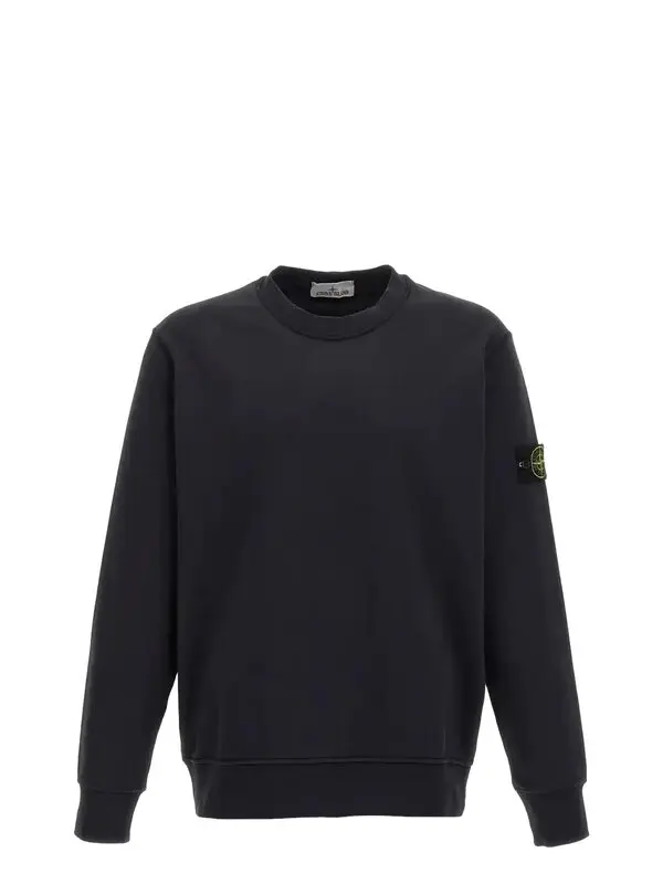 Stone Island Crew-neck Sweatshirt With Logo Badge - V0029 Black