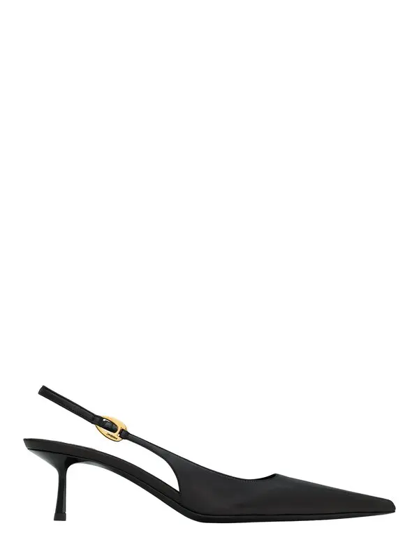 Saint Laurent Leather Vendome Slingbacks 50 - Black