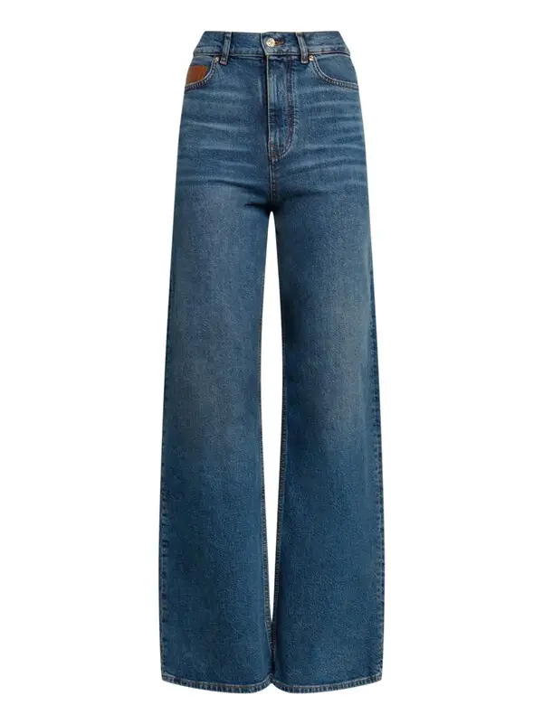 Maje Wide-leg Jeans With Chain Belt - Blue