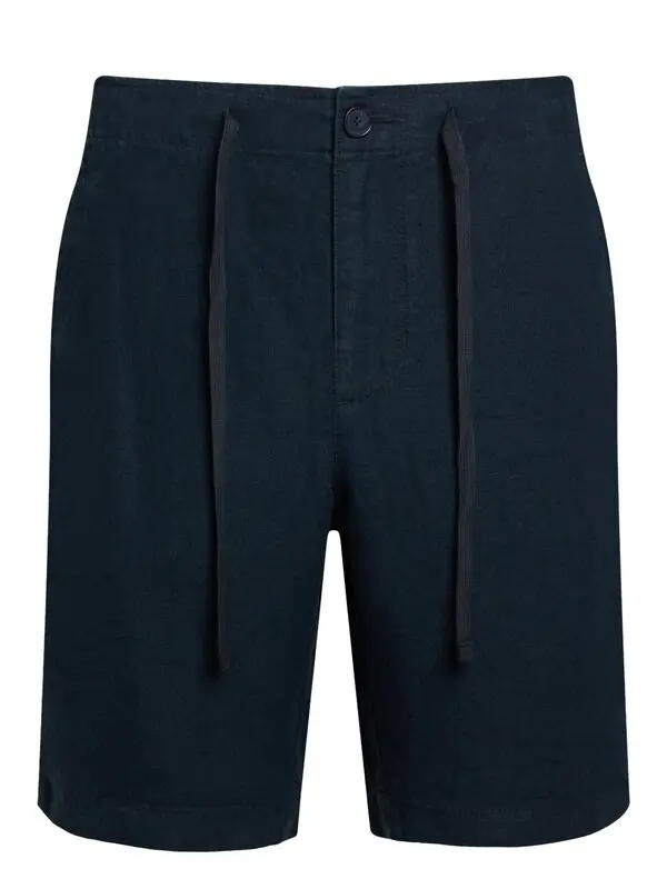 Vince Linen Tie-waist Shorts - Navy