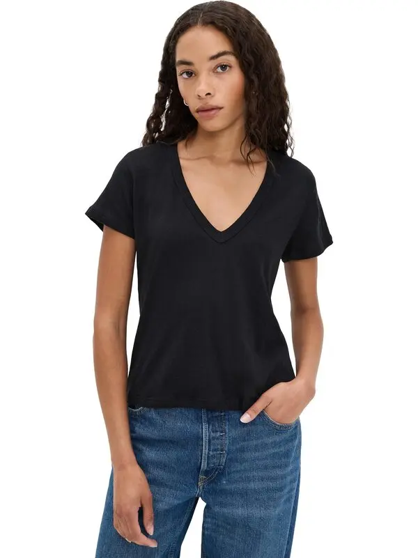 LESET Laura V-neck Tee - Black