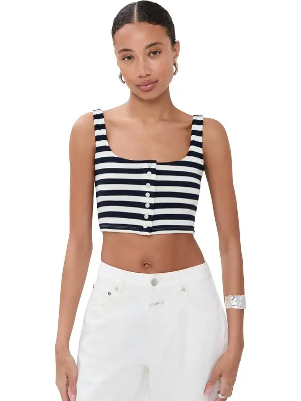 Rabanne Ribbed Knit Haut Tank - Navy/cream