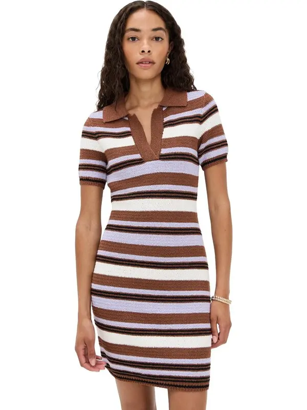 LE BOP Striped Boucle Mini Dress - Toffee/lilac