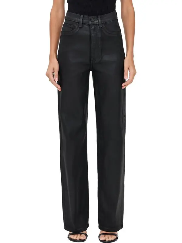 DL1961 Karmine Refined Wide Leg High-rise Coated Jeans - Black Coated (ultimate)