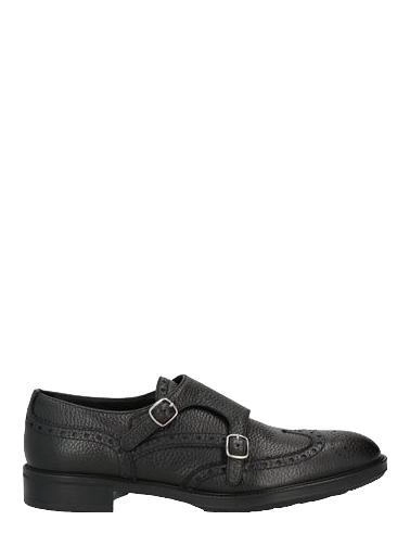 DOUCAL'S Leather Monk Strap Loafers - Black