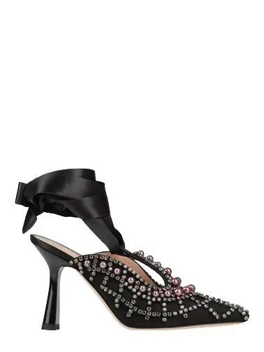 Alberta Ferretti Appliquéd Textile Pumps - Black