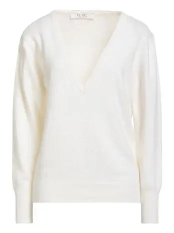 FILBEC Knitted V-neck Lightweight Sweater - White